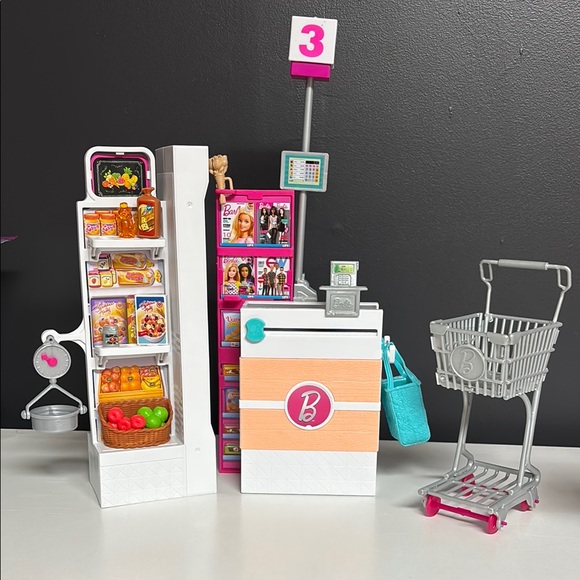 Barbie | Toys | Barbie Grocery Store Playset With White And Pink ...